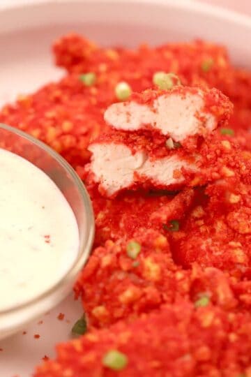 Flamin' Hot Cheeto Chicken Tenders {Video} - The Carefree Kitchen