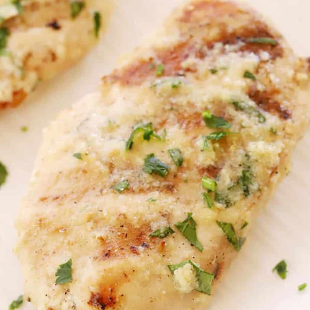 Grilled Garlic Parmesan Chicken Breasts - The Carefree Kitchen