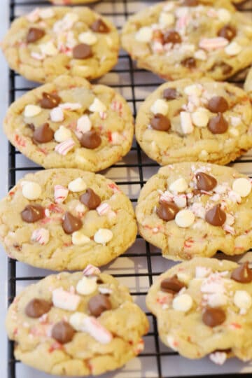 Candy Cane Chocolate Chip Cookies - The Carefree Kitchen