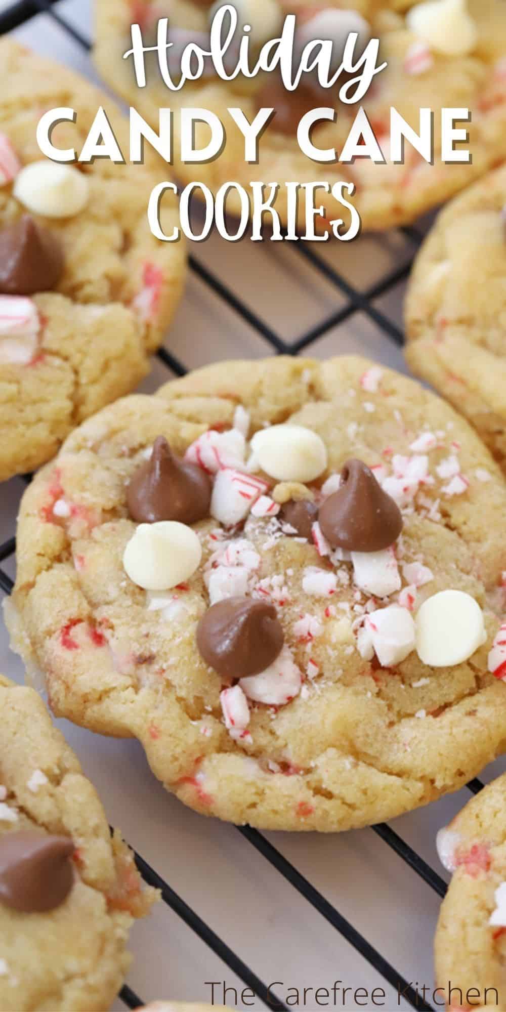 Candy Cane Chocolate Chip Cookies - The Carefree Kitchen