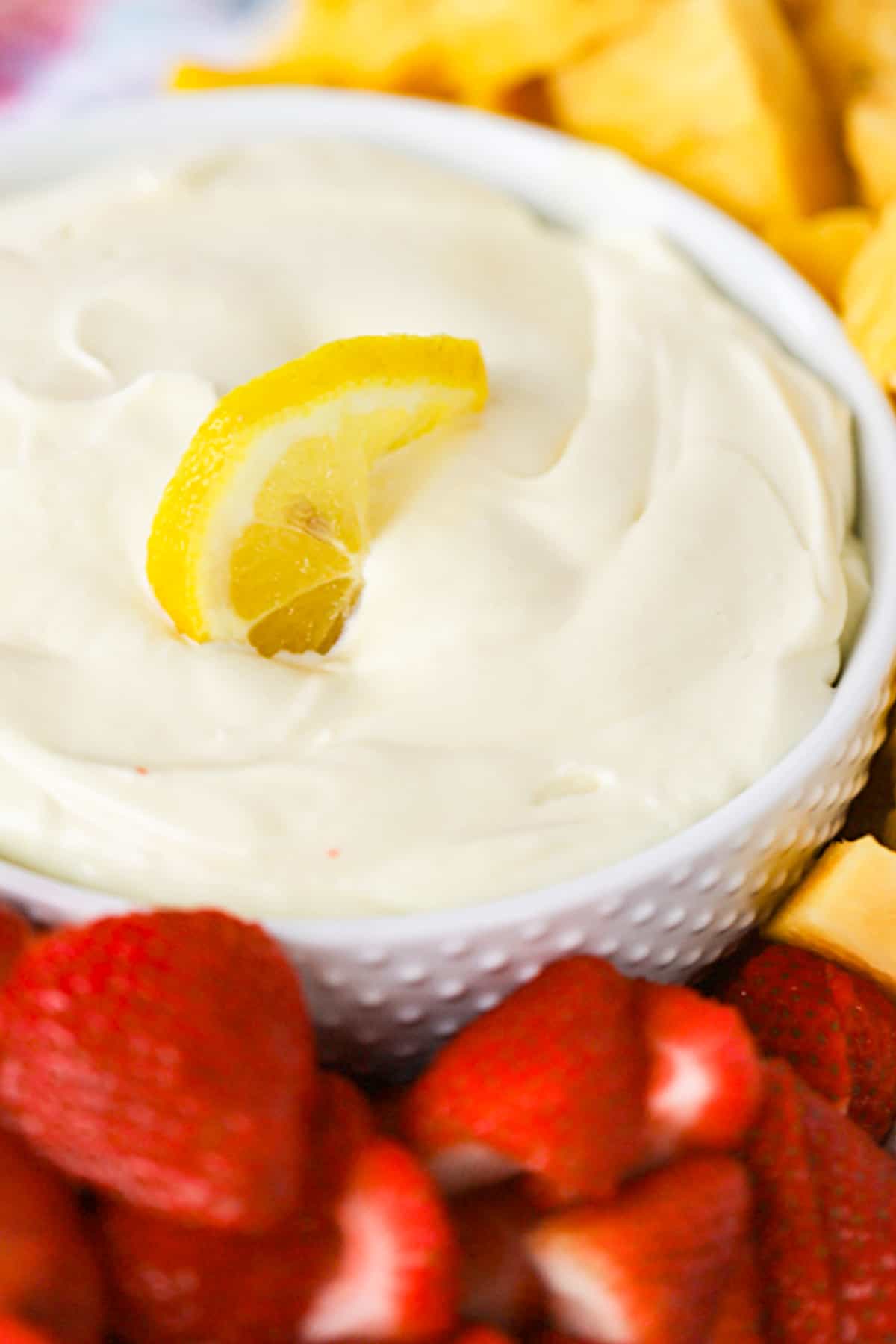 Lemon Cheesecake Fruit Dip - The Carefree Kitchen