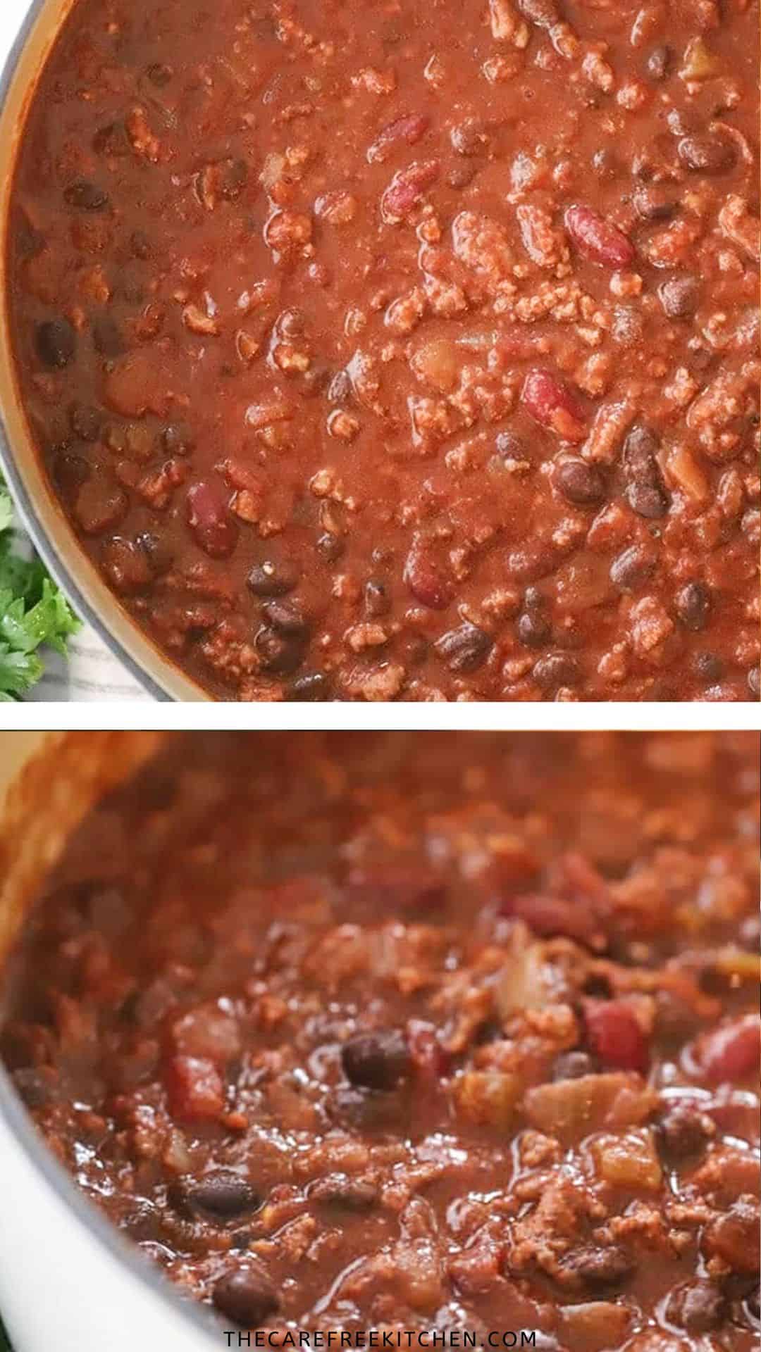 Easy Beef Chili Recipe with Beans - The Carefree Kitchen
