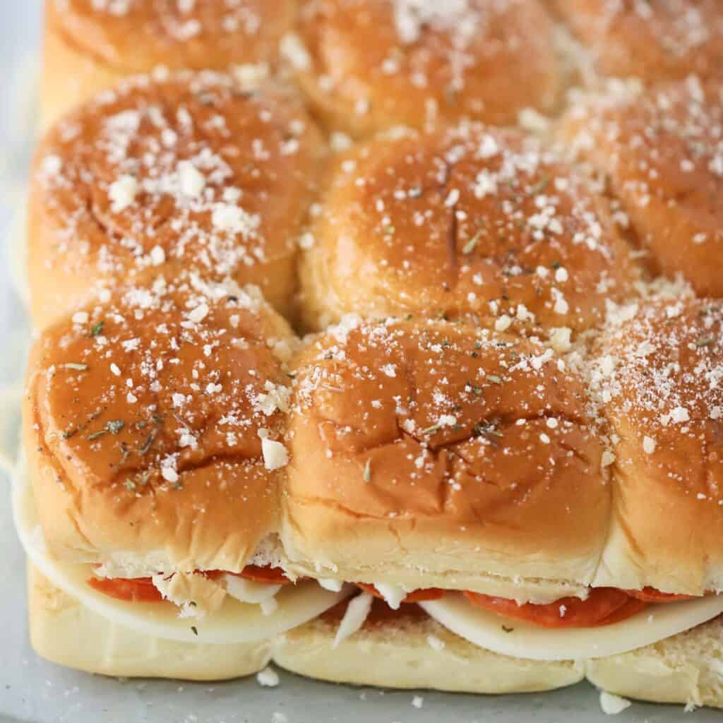 Hawaiian Roll Pizza Sliders - The Carefree Kitchen
