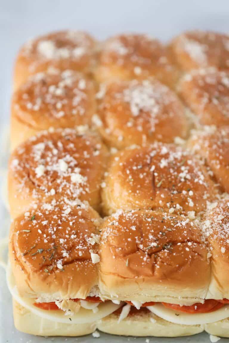 Hawaiian Roll Pizza Sliders - The Carefree Kitchen