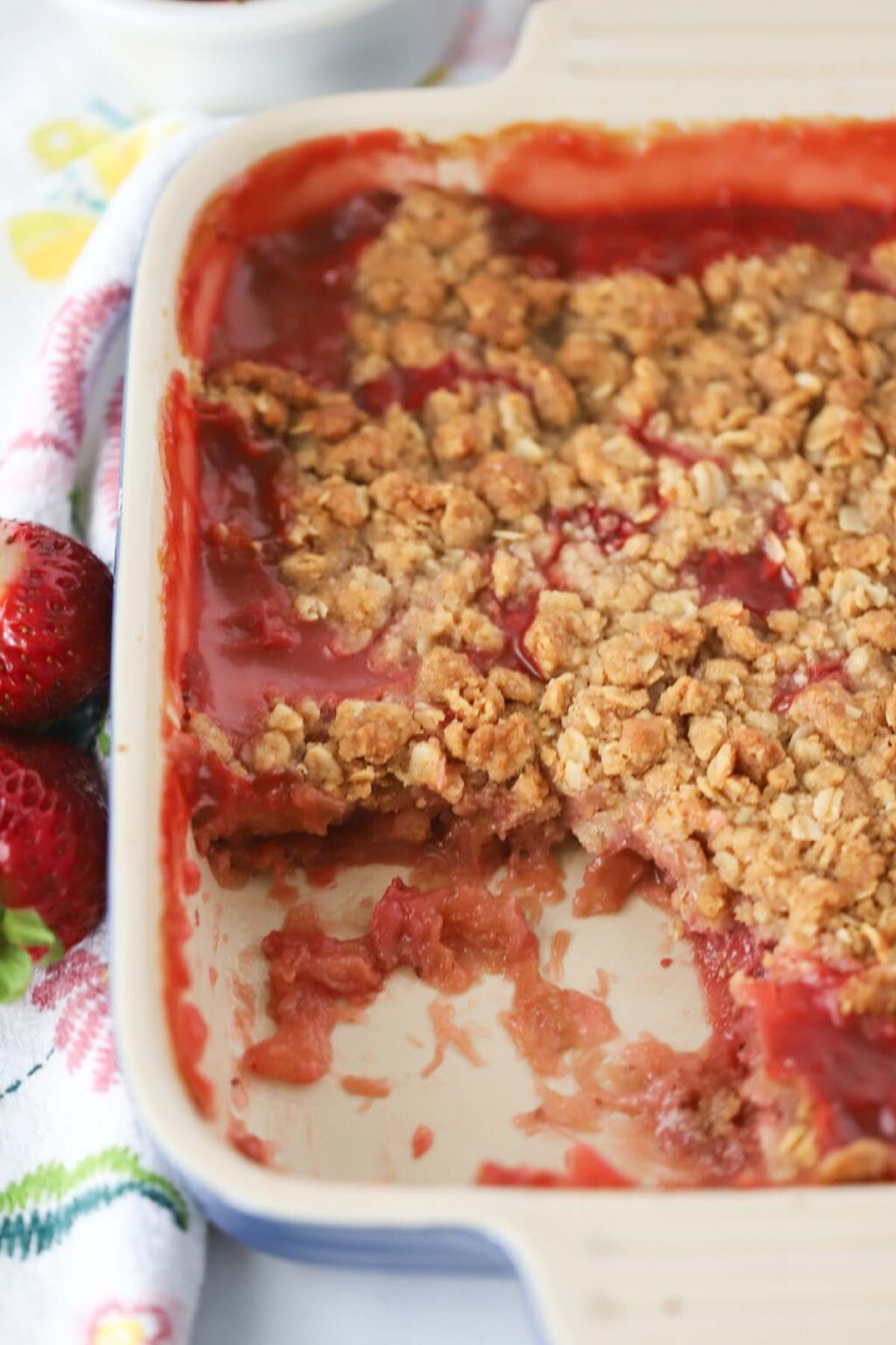 Strawberry Rhubarb Crisp Recipe - The Carefree Kitchen