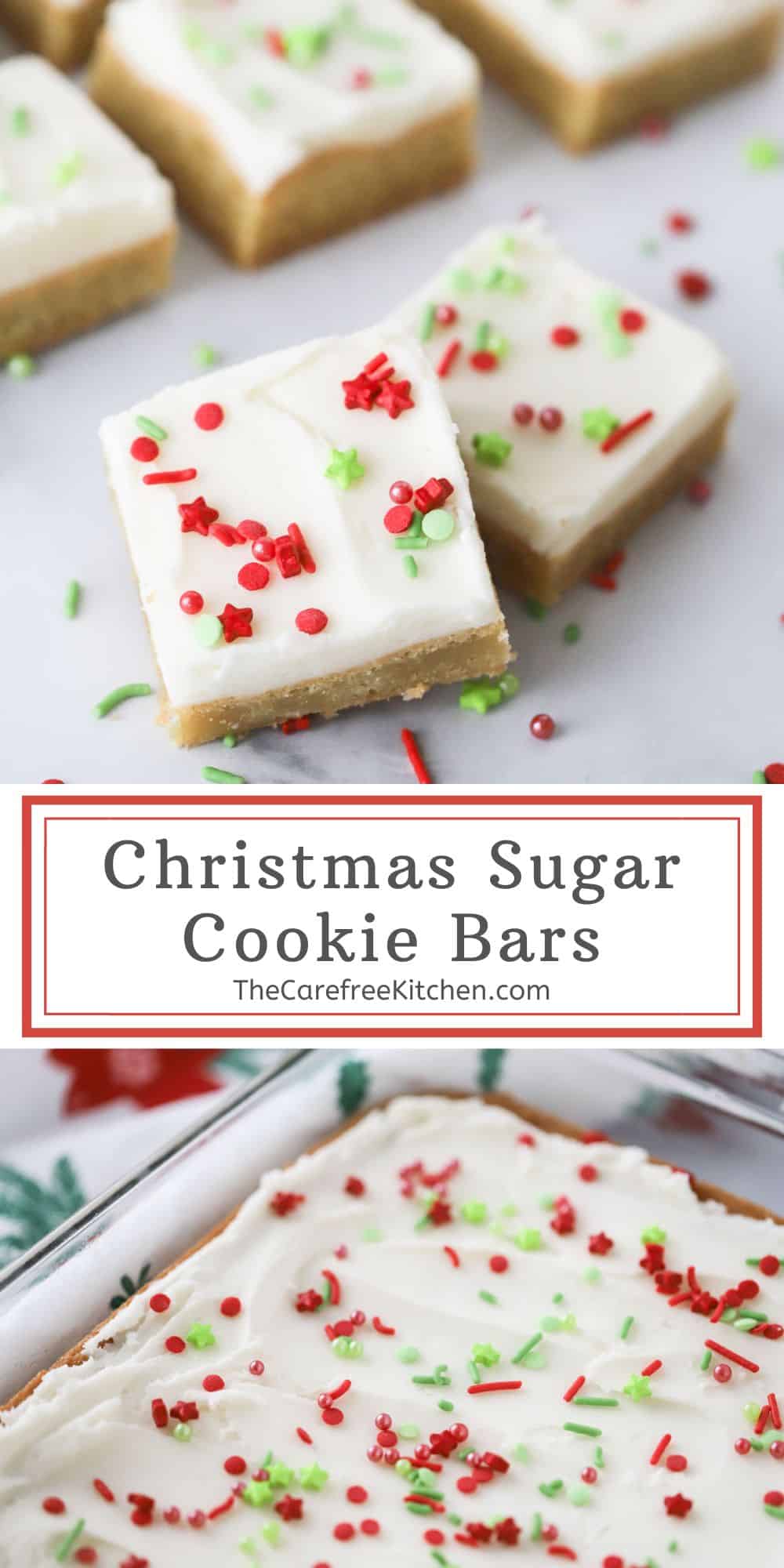 Christmas Sugar Cookie Bars - The Carefree Kitchen