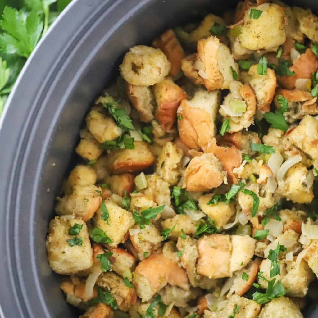 Slow Cooker Stuffing Recipe - The Carefree Kitchen
