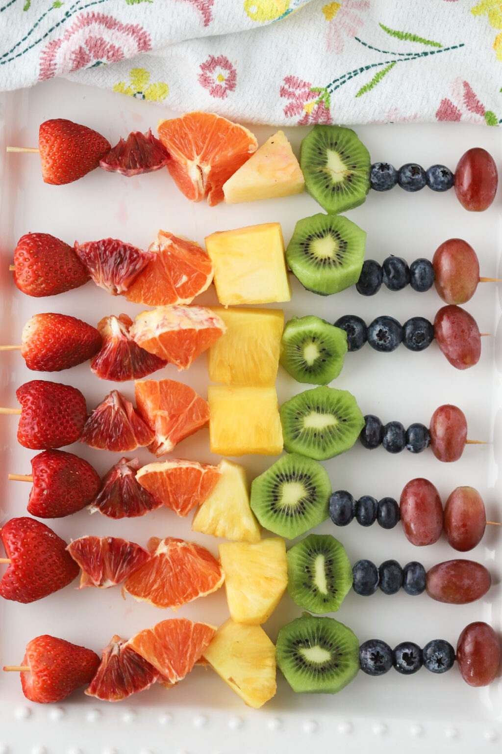 Rainbow Fresh Fruit Kabobs - The Carefree Kitchen