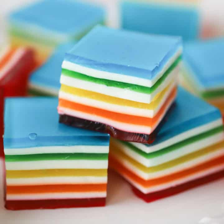 Rainbow Layered Jello - The Carefree Kitchen