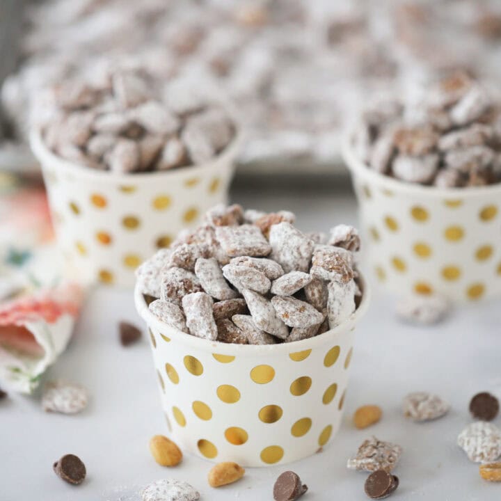 Chocolate Peanut Butter Muddy Buddies - The Carefree Kitchen