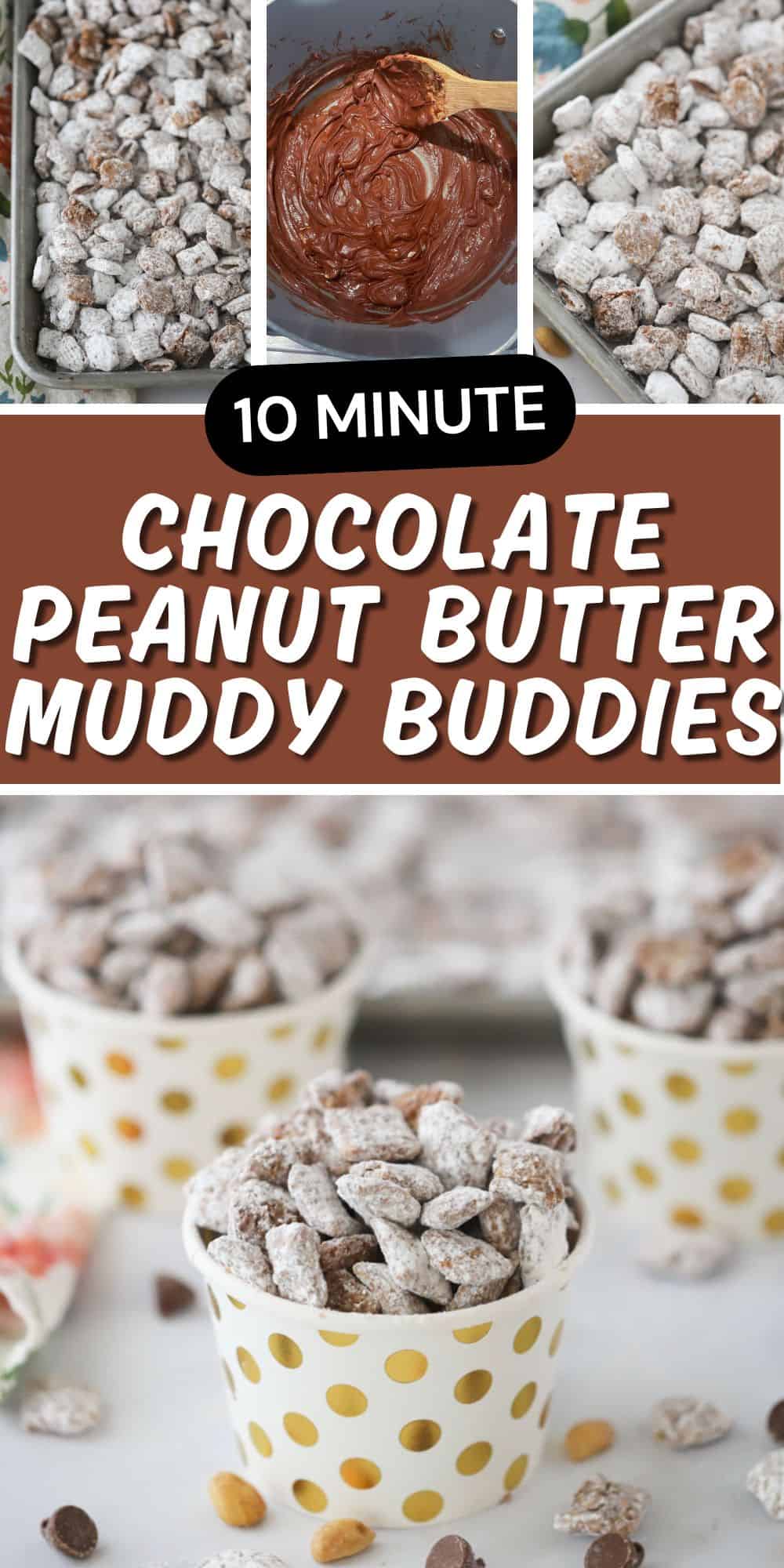 Chocolate Peanut Butter Muddy Buddies - The Carefree Kitchen