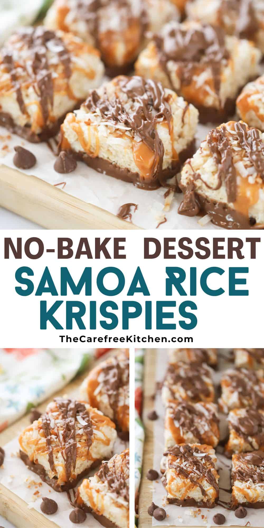 Coconut Rice Krispie Treats {Samoas} - The Carefree Kitchen