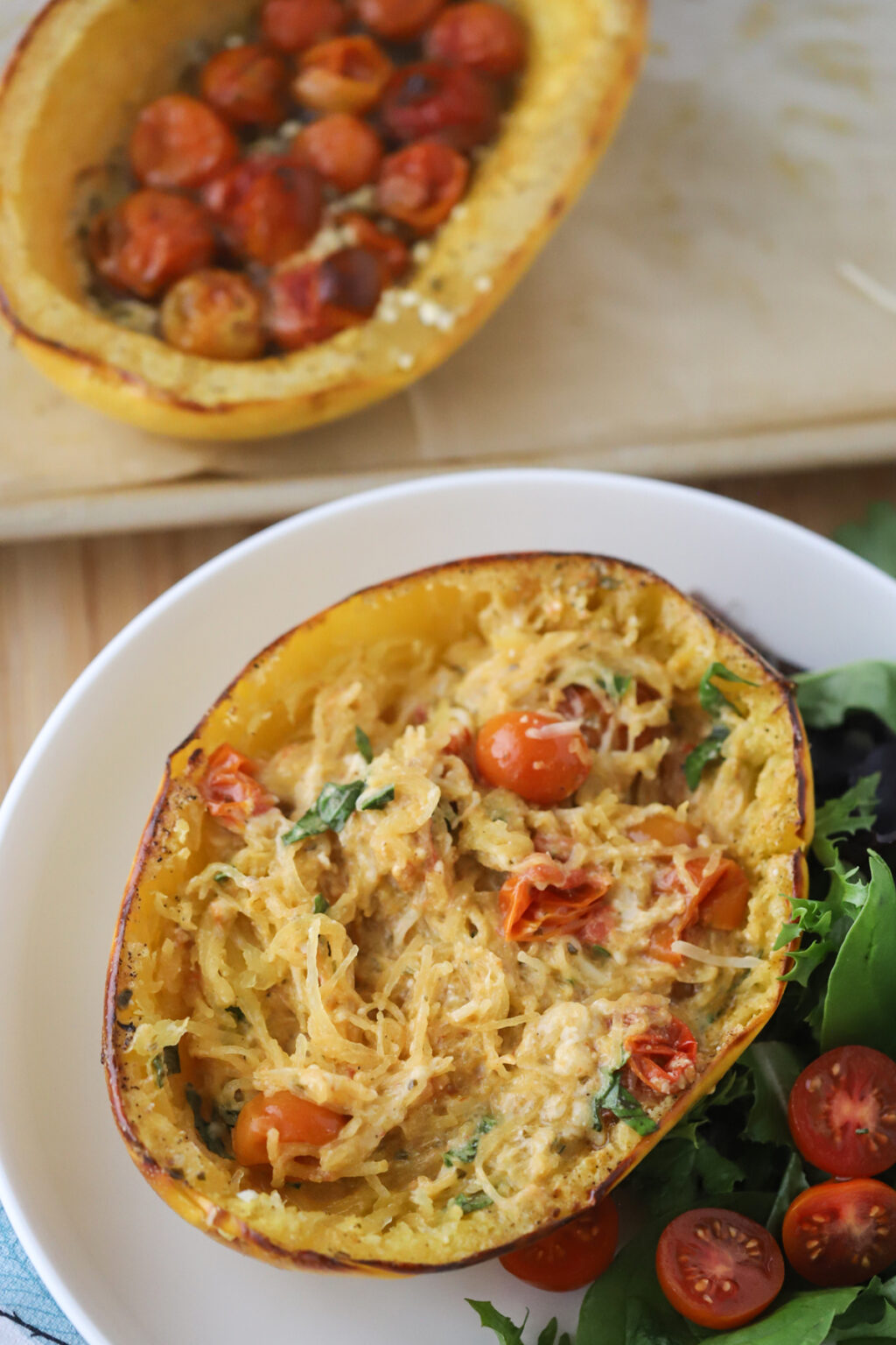 Spaghetti Squash with Tomatoes and Feta - The Carefree Kitchen